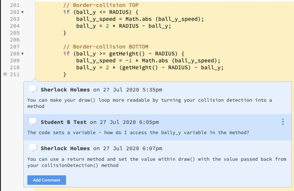 Better Feedback On Code With In Line Comments
